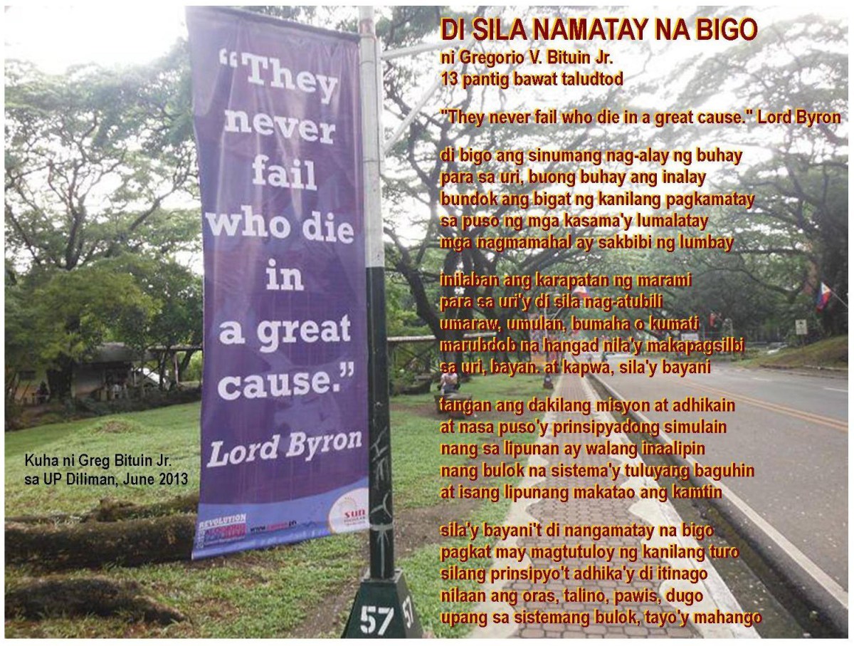 [Tula] Di sila namatay na bigo. Ni Gregorio V. Bituin Jr. | Human ...